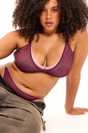 Understatement Damen vegan Bralette Aus Netzstoff Mit Doppeltem Dreieck Und Kirsche