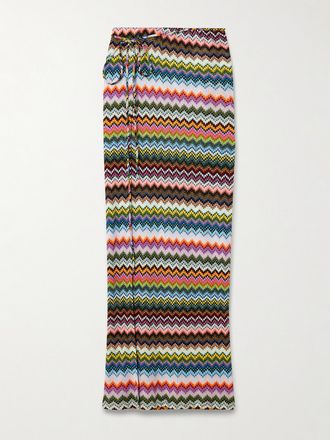 Missoni Jupe Longue Portefeuille En Mailles Crochetées Métallisées À Chevrons Mare - Multicolore