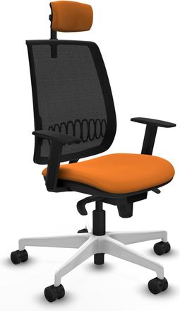 Piqueras y Crespo Alares 1D-Armlehnen, h&ouml;henverstellbare Lendenwirbelst&uuml;tze und h&ouml;henverstellbares Kopfteil, Schwarz/Orange