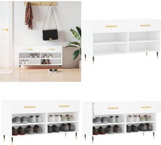 vidaXL Vidaxl - Banc &agrave; chaussures blanc 102x35x55 cm bois ding&eacute;nierie - Meuble Range Chaussure - Banc Chaussure - Rangement Chaussures - Meuble Entr&eacute;e