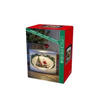 Konstsmide LED Echtwachskerze Weihnachtsmann mit Kind, wei&szlig;, mit 5h Timer, wei&szlig;e Diode, batteriebetrieben, Innen - 1892-100