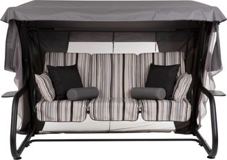 Patio Hollywoodschaukel mit Moskitonetz 179 cm Venezia Lux Black Edition zum Sitzen Liegen mit Kissen Dach Moskitonetz Seitentische schwarz matt