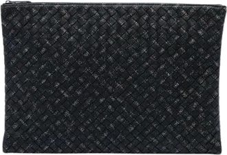 Bottega Veneta Pochette Pre-owned en cuir tress&eacute; - Femme - Pre-owned - Noir - Taille: ONE Size