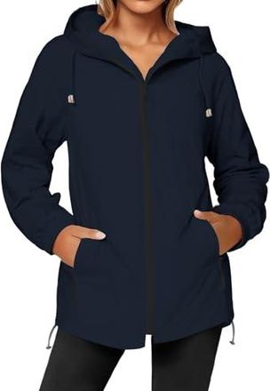 Generic Vestes l&eacute;g&egrave;res &agrave; capuche pour femmes, veste coupe-vent et respirante, pour lext&eacute;rieur, le voyage, la randonn&eacute;e, 2026, bleu marine, M
