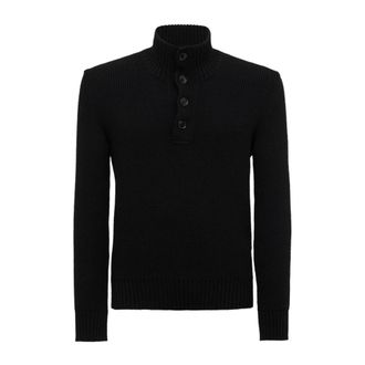 Tom Ford Button-Closure High-Collar Sweater - - Knitwear - Herren - Schwarzk - 3XL