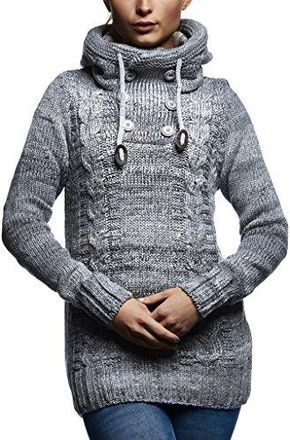 LEIF NELSON Pull &agrave; Capuche Femme Slim Fit Manches Longues Pull Tricot&eacute; Noir Hommes Sweat dhiver Pull &agrave; Capuche Pull &agrave; Capuche Manches Longues LN20227D Gris 3
