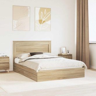 vidaXL vidaXL Lit de Rangement Ch&ecirc;ne Sonoma 140 x 190 cm Bois ding&eacute;nierie
