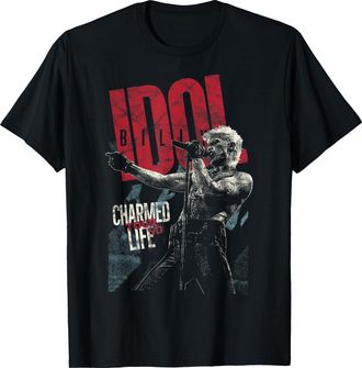 Billy Idol Offizielles T-Shirt: Bezauberndes Leben - Schwarz, Unisex, Klassische Passform, Halbarm, Klassisches Kurzarm-T-Shirt, S, Crew-Ausschnitt, Gerippte Man