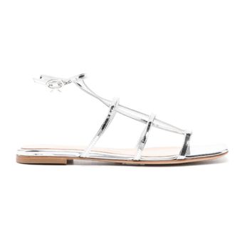 Gianvito Rossi Silber Metallic Flache Sandalen - - Shoes - Damen - Grau - 40 1/2 EU