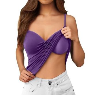 Generic Maillot de corps pour femme sans armatures - Soutien-gorge avec haut int&eacute;gr&eacute; avec sangle r&eacute;glable - Camisole Push Up - Sous-v&ecirc;tements doux - D&eacute;bardeur