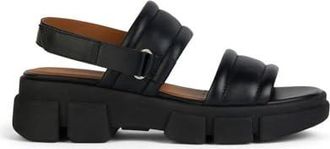 Geox Femme D Lisbona A Sandales compensées, Noir, 36.5 EU