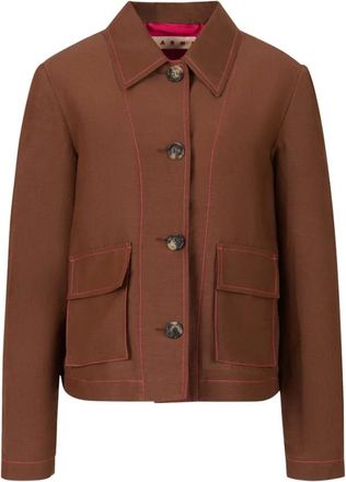 Marni Femme, Vestes, Brun, Taille: 40 FR Veste en Viscose et Ramie avec Poches Cargo