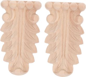 Garneck 2 Stück Unlackierte Holzornamente Rustikale Möbel Applikationen für Kaminverkleidungen und Schrankdekorationen Detaillierte Schnitzerei Einfache Insta