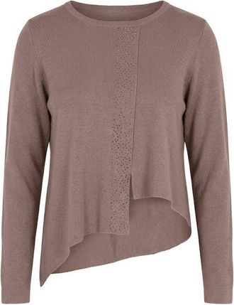 Ulla Popken Strickpullover Pullover Ziersteine Zipfelsaum Rundhals Langarm