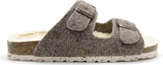 Thies Damen vegan Hausschuhe Plüsch Hellgrau