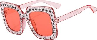Generic Rhinetrack -Sonnenbrille F&uuml;r Frauen, Sonnenbrille In Strasssteinen F&uuml;r Frauen, Dekorative Quadratgl&auml;ser - Solket -Sonnenbrille F&uuml;r Frauen Und M&auml;dchen,