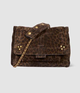 Jerome Dreyfuss Sac Lulu M Cuir Su&eacute;d&eacute; Imprim&eacute; L&eacute;opard Kaki