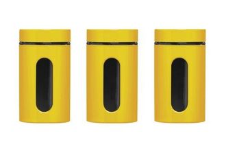 Premier Housewares Vorratsdosen-Set, 1000 ml, 3 Stück, Rot gelb, Emaille, 10x10x19