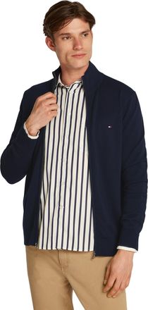 Tommy Hilfiger Herren Pullover mit Rei&szlig;verschluss Essential Cotton Zip Thru Stehkragen, Blau (Desert Sky), XXL