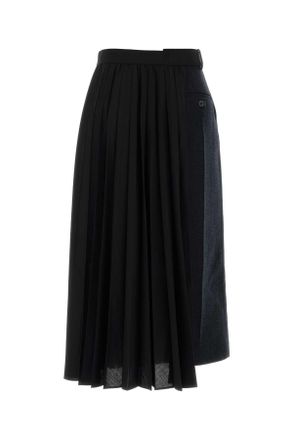 sacai Two-Tone Wool Skirt - Navy