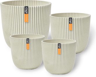 Capi Europe Geschenkset Blumentopf Kugel Groove Made with Sägespäne beige - Set M - Blumentöpfe für drinnen und draußen - Hergestellt aus recycelten Materialien