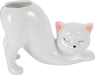 Valiclud Keramikvase Katzenstil Kleine Blumenvase Aus Keramik Minimalistische Tischdekoration Mit Stabilem Boden F&uuml;r Wohnraum Und B&uuml;ro