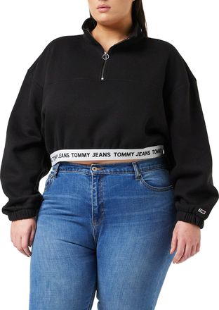 Tommy Jeans Damen Tjw CRV Super Crop Waistband DW0DW14571 Sweatshirts, Schwarz, XXL