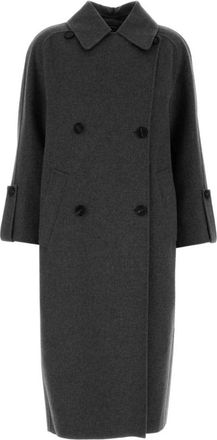 Max Mara Femme, Manteaux, Gris, Taille: 42 FR Smmalice Double-Breasted Long Coat
