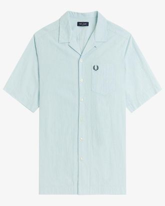Fred Perry Kurz&auml;rmliges Seersucker-Hemd mit Stretchanteil und Brusttasche in