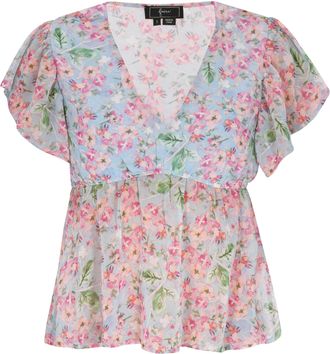 Faina Bluse Frauen hellblau mehrfarbig