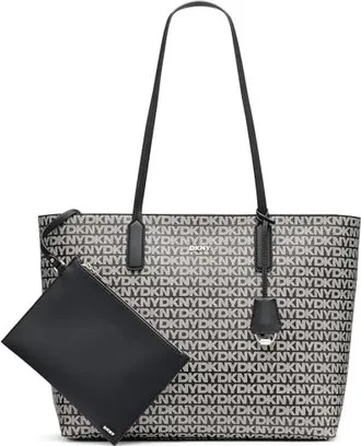 DKNY Saige Ew Top Zip Tote, Sac Cabas Femmes, Logo Noir et Noir