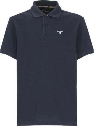 Barbour Homme, Tops, Bleu, Taille: XL Polo Piqu&eacute; &agrave; Patte Boutonn&eacute;e Tartan