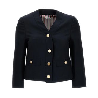 Thom Browne Giacca in fresco di lana - - Jackets - Damen - Blau - S