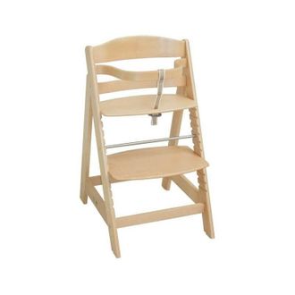 Roba Chaise haute &eacute;volutive en bois naturel - R&eacute;glable en hauteur - Barre de s&eacute;curit&eacute; amovible - Pour enfants jusqu&agrave; 70 kg - Roba