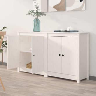 vidaXL Vidaxl - Buffets 2 pcs Blanc 70x35x80 cm Bois massif de pin