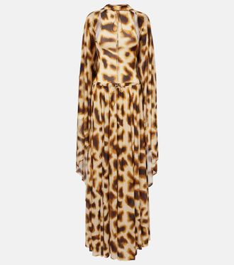 CHRISTOPHER ESBER Robe longue &agrave; cape et imprim&eacute;