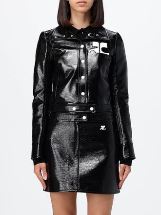 Courr&egrave;ges Veste courte slim fit en coton enduit avec logo
