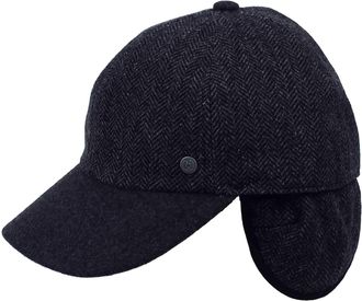 Bugatti Wetterabweisende Flatcap mit Fischgrat-Design und Ohrenklappen | Hutgr&ouml;&szlig;e 57, 59, 61 | Aus reiner Wolle Navy