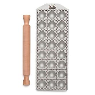 Marcato Marcato Ravioli Maker Press, Ravioli Maschine, Homemade Ravioli Cutter, 40 mm Rundschliff, Gro&szlig;z&uuml;giger F&uuml;llraum, f&uuml;r 24 Ravioli, Hergestellt in Italie