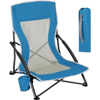 Woltu Woltu - Lot de 2 Chaise de Plage Pliable, Chaise Pliante Camping, Transat de Plage, Chaise de P&ecirc;che Portable, Fauteuil Pliant, Bleu