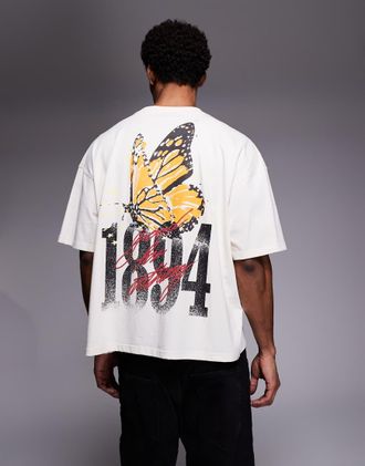 Good For Nothing T-shirt oversize avec imprim&eacute; papillon - Beige-Neutre