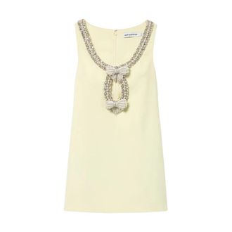 Self Portrait Crepe Bow Mini Dress - - Dresses - Damen - Gelb - XS