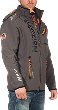 Geographical Norway ROYAUTE MEN - Veste Softshell Homme Impermeable - Manteau À Capuche Outdoor - Blouson Coupe Vent Tactique Resistant Hiver - Activites En Exterieur (Gr