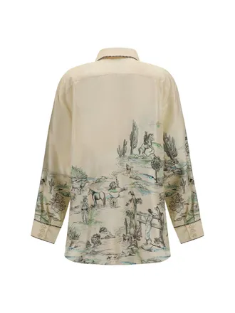 Alemais Womens Scout Silk Twill Shirt Cream