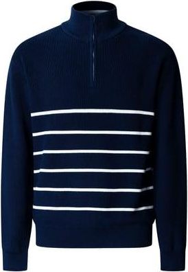 Fa&ccedil;onnable Pull &agrave; rayures col zip en coton