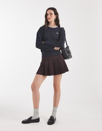 Fred Perry t-shirt &agrave; manches longues &agrave; double liser&eacute; bleu marine