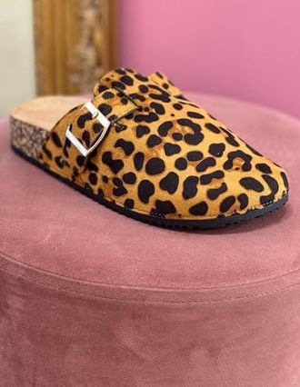 Primtex Sabots mules femme confort en su&eacute;dine avec boucle - Semelle anatomique en li&egrave;ge