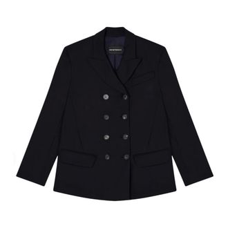 Emporio Armani Femme, Vestes, Bleu, Taille: 36 FR Veste crois&eacute;e en laine fluide