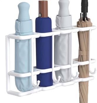 Generic Regenschirmhalterung zur Wandmontage - Halterung f&uuml;r Regenschirm, 4 Metallk&auml;sten mit Schlitz, T&uuml;r-Kleidung, Haushaltsartikel