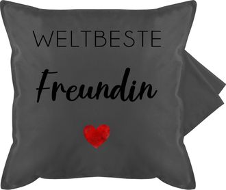 Shirtracer Kissenbezug - Weltbeste Freundin | Geschenkidee f&uuml;r die Beste Freundin der Welt - 50 x 50 cm - Grau - Geschenk Freundinnen Kissen Freundschaft Geburts